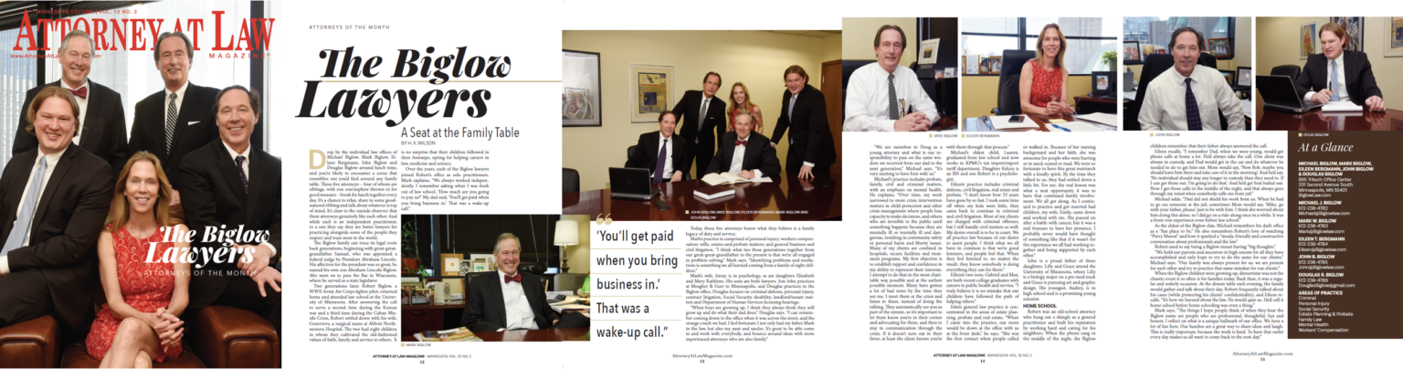 The Biglow Lawyers: A Seat at the Family Table | Attorney at Law Magazine